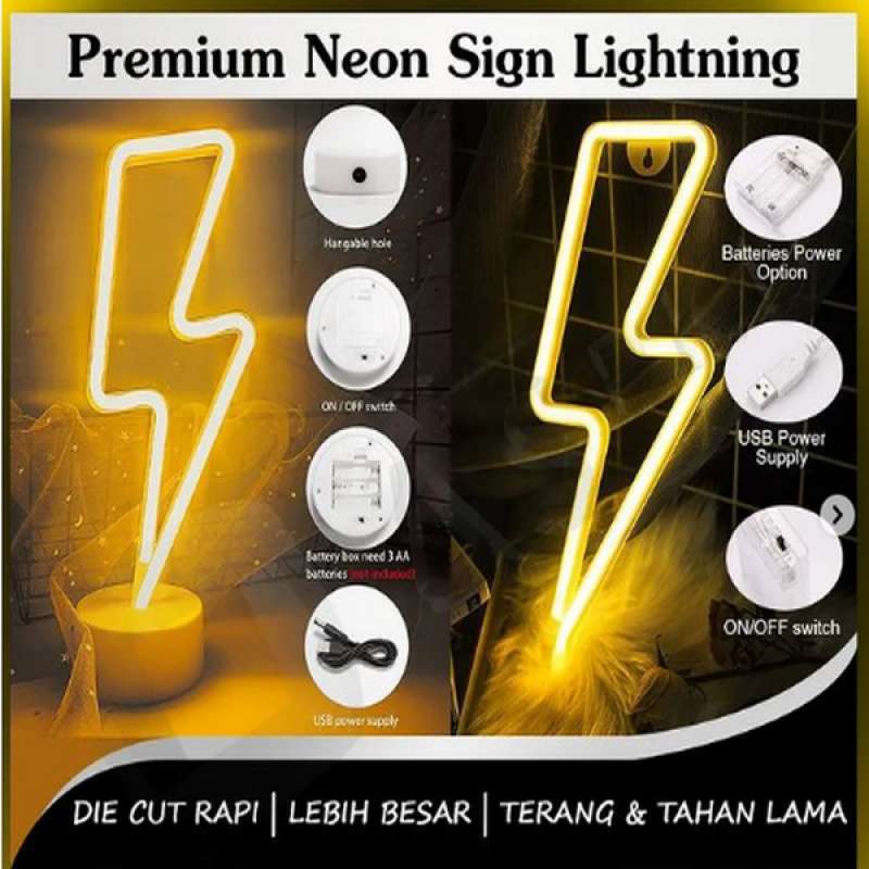 Jual Premium Neon Sign Lightning Thunder Flex Bolt Lamp / Lampu Hias ...