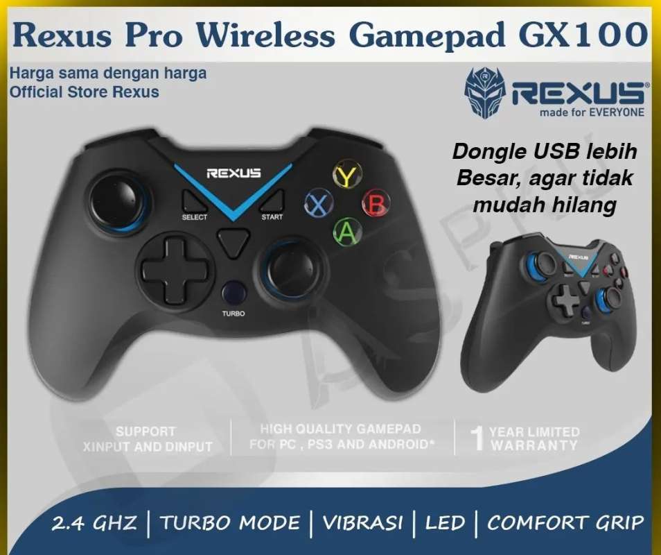 Promo Rexus Pro Wireless / Wired Gamepad GX2 / GX100 - Fitur Turbo dan ...