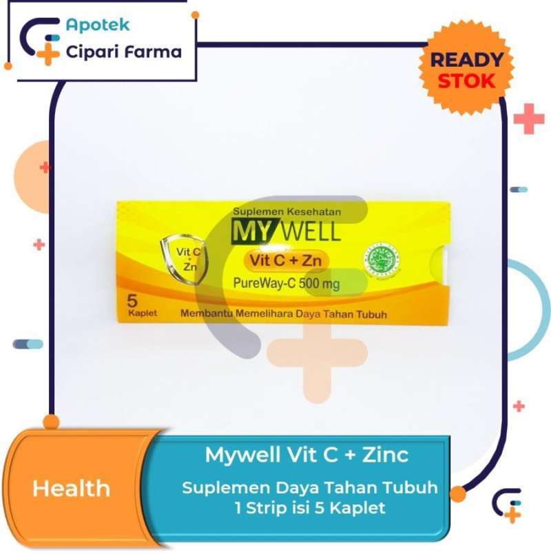 Jual My Well Vitamin C + Zinc Suplemen Daya Tahan Tubuh isi 5 Kaplet di ...
