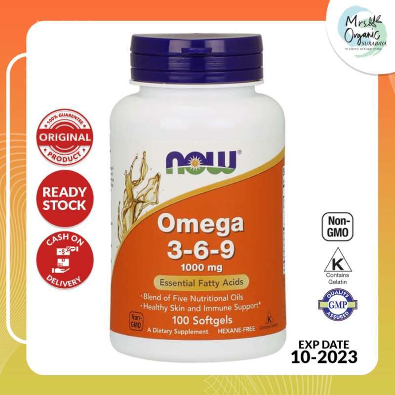 Jual Suplemen Multivitamin Now Vitamin Omega 3 6 9 1000 mg 100 Softgels ...
