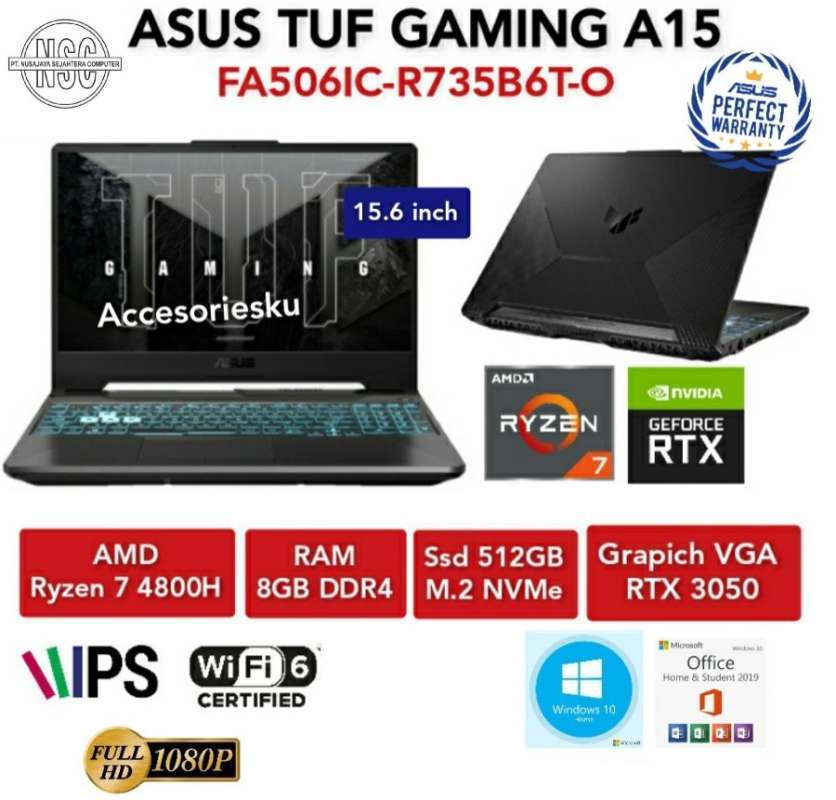 Jual ASUS TUF A15 FA506IC RYZEN 7-4800H 8GB 512GB RTX3050 4GB 144Hz W10 ...
