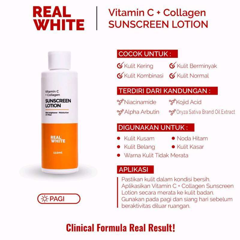 Jual Real White Spf 50 Pa +++ Intensive Whitening Sunscreen Lotion Di ...