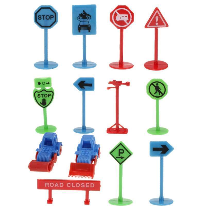 Jual 13pcs Engineering Block Street Traffic Sign Playset Toy Kids ...