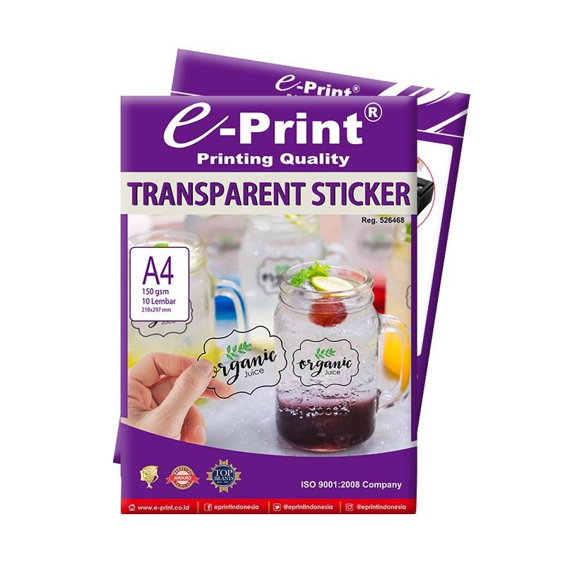 Promo E-Print Transparent Sticker Paper [10 Sheets/ 150 gsm] Diskon 57% ...