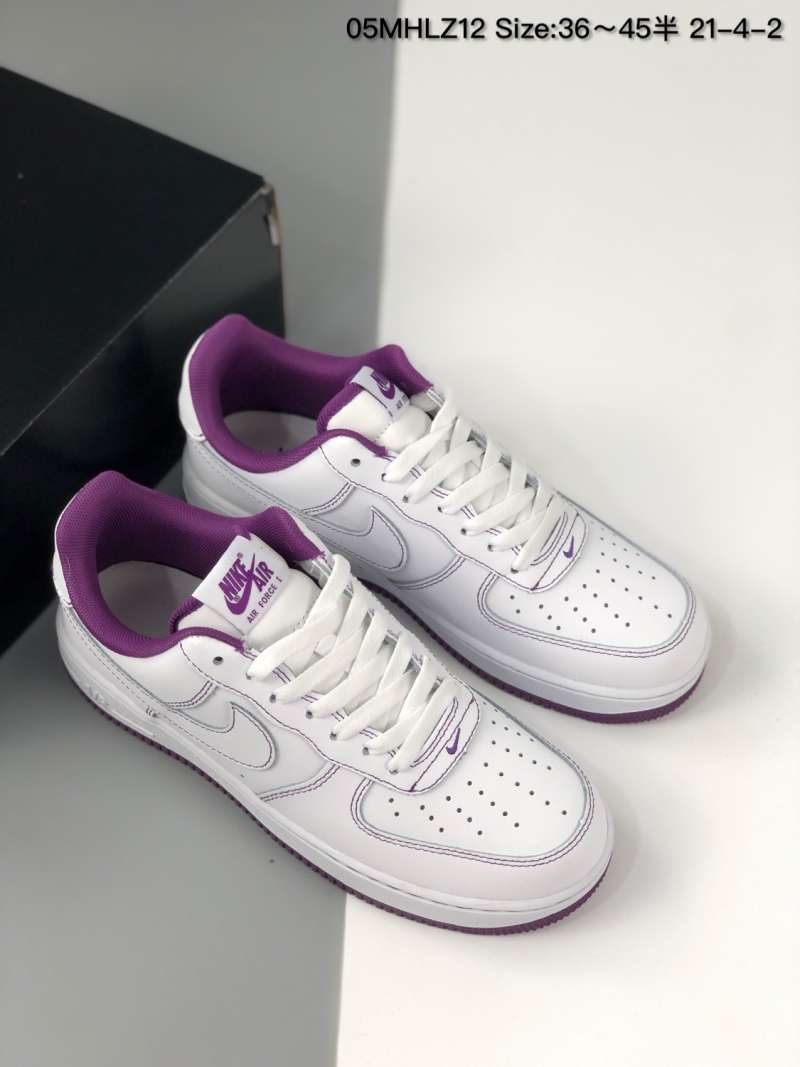Jual NIKE AIR Force 1 white purple sewing thread head pure NIKE AIR ...