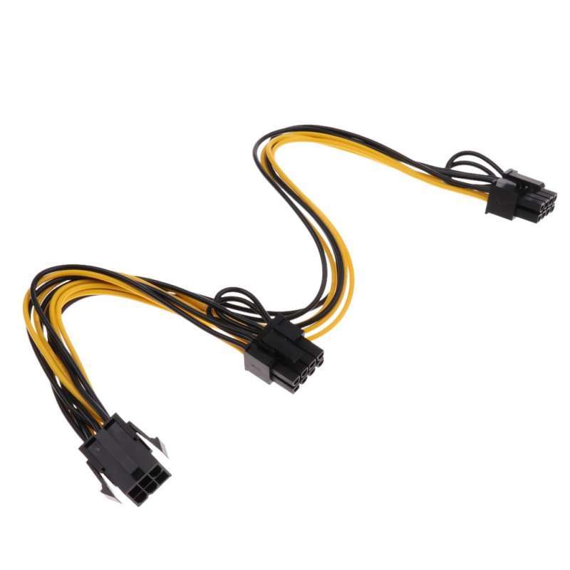 Jual 6-pin to Dual 6+2-pin/8 pin Video Card Power Splitter Cable PCIE ...