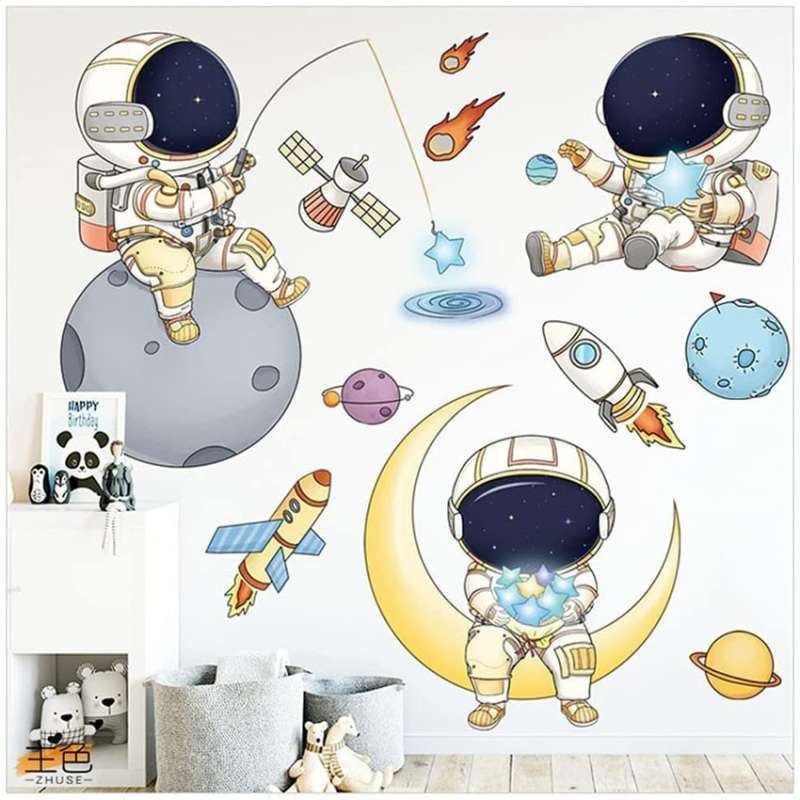 Jual Wall Sticker Astronot Kartun Stiker Dinding Dekorasi Ruang Kamar ...