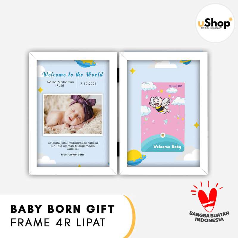 Jual Kado Lahiran Bayi Kado Babyborn Frame 4r Lipat Kado Emas Gift ...