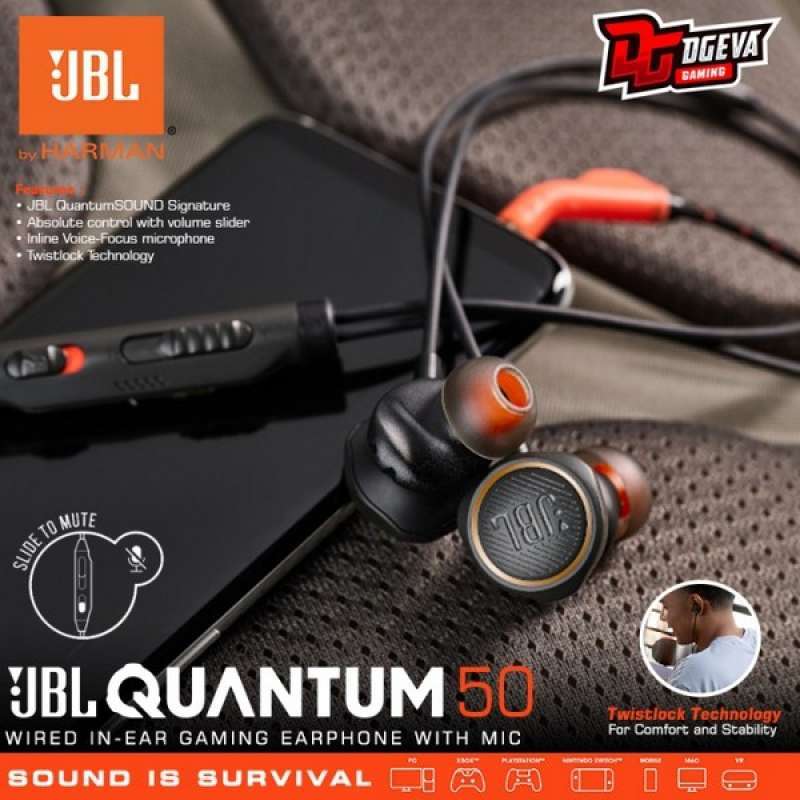 Jual Jbl Quantum 50 / Q50 Wired Bass In-Ear Gaming Earphone With Mic di ...