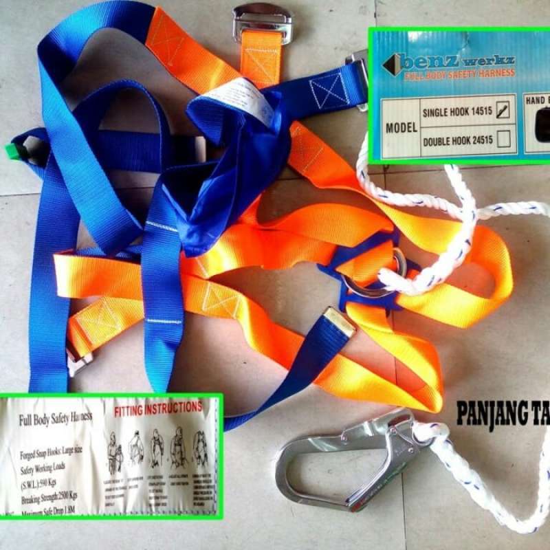 Jual safety full body harness single big hook besar hardness sands di ...