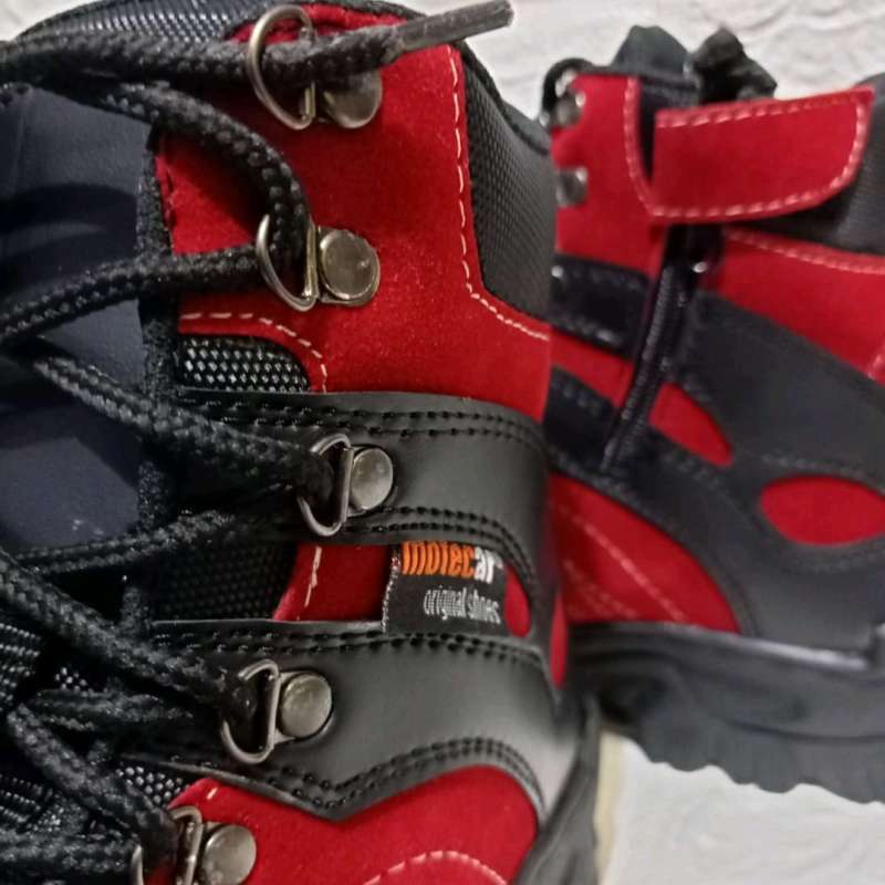 Jual Sepatu Safety Boots Pria Wanita Merah Ujung Besi Resleting ...