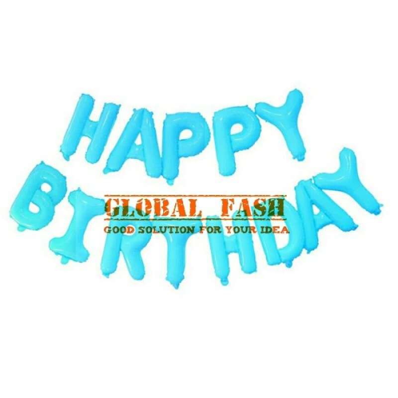 Jual balon foil HBD set biru polos/ balon Happy birthday biru / balon ...
