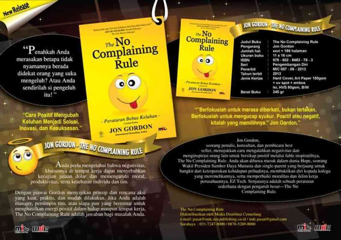 Promo Original No Complaining Rule - Jon Gordon Buku Self Improvement ...