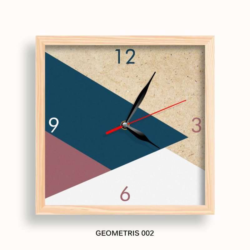 Jual JAM DINDING MINIMALIS MODERN KAYU KOTAK JATI AESTHETIC GEOMETRIS ...