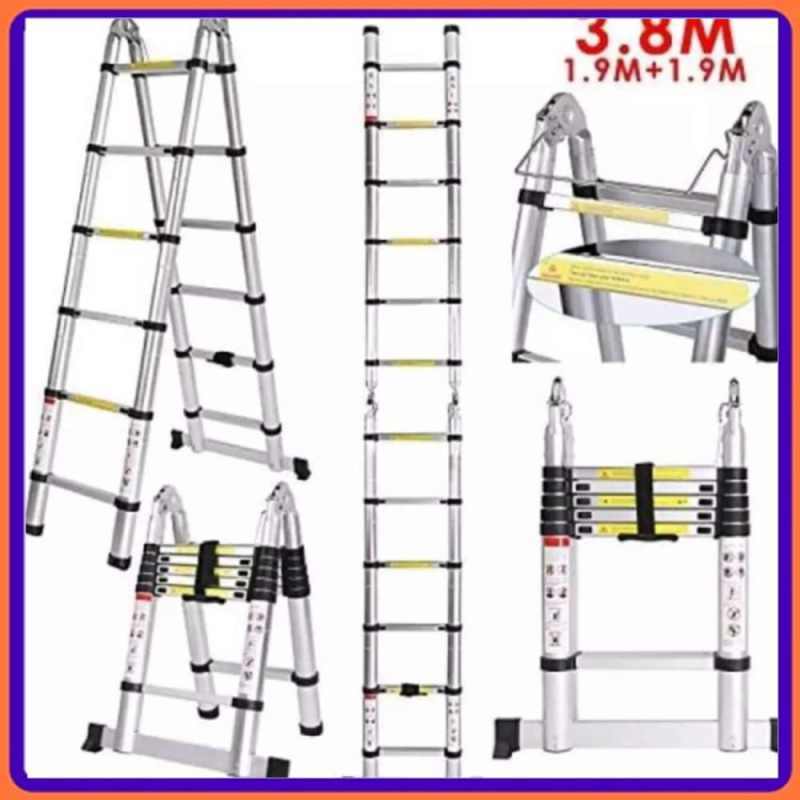 Promo Tangga Lipat Aluminium Teleskopik 3.8M Double Telescopic 3,8 ...