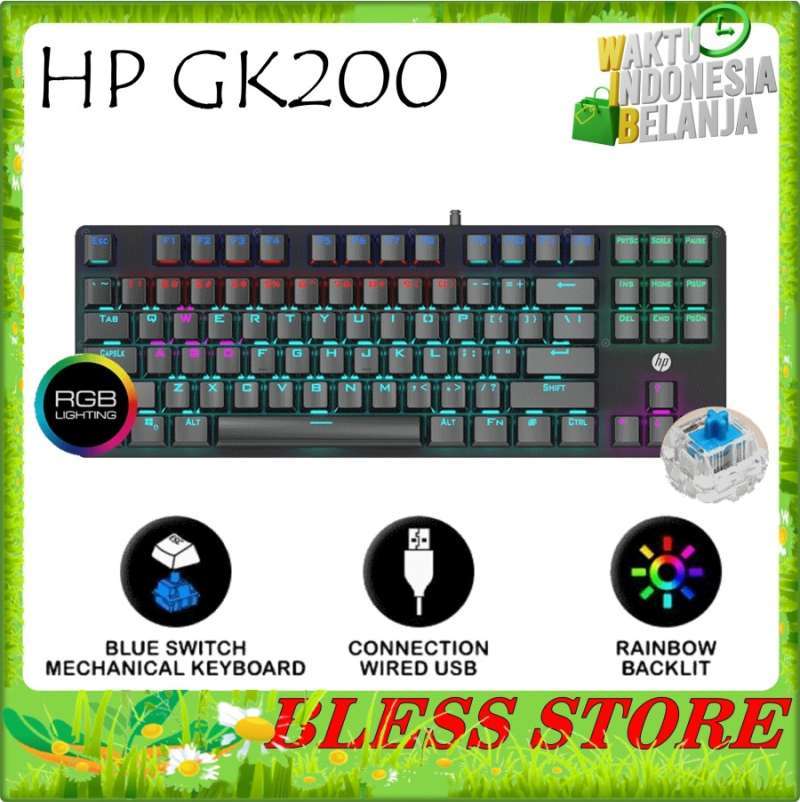 Jual HP GK200 Keyboard Gaming RGB Mechanical Keyboard TKL - Black di ...
