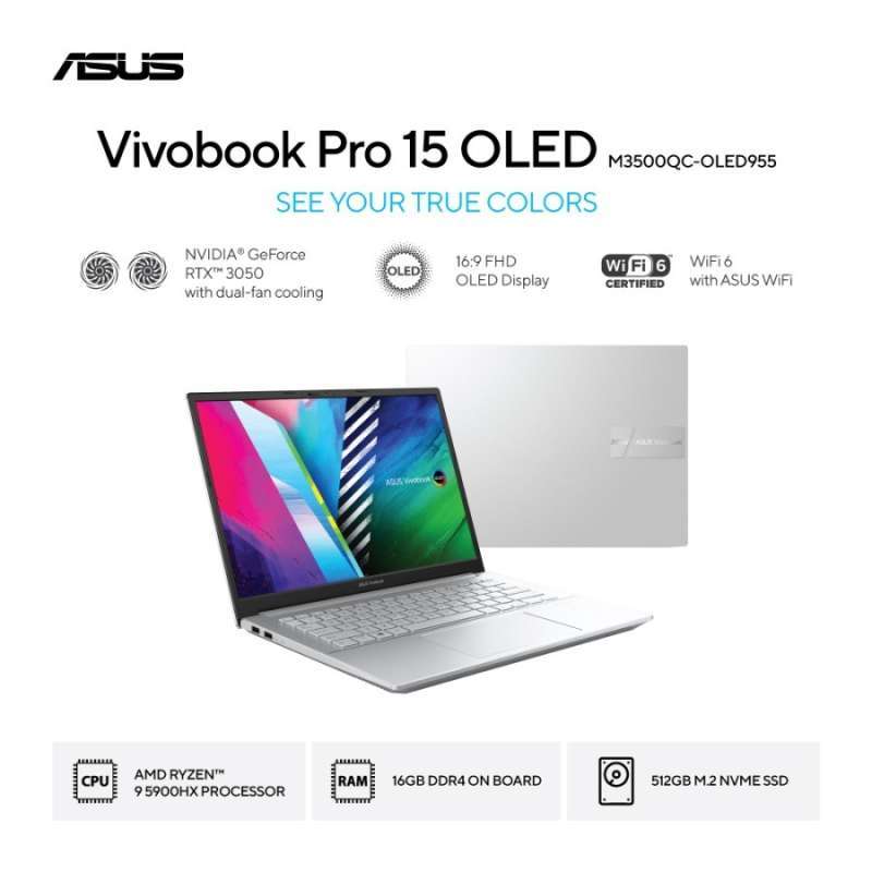 Promo Asus Vivobook Pro 15 M3500qc-oled955 Silver Amd R9-5900 Diskon 8% ...