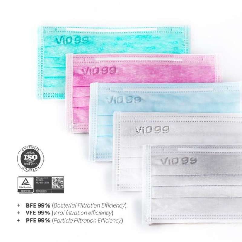 Jual VIO Mask '50S 3 ply Earloop Grey Masker Medis filtrasi 99% asli di ...