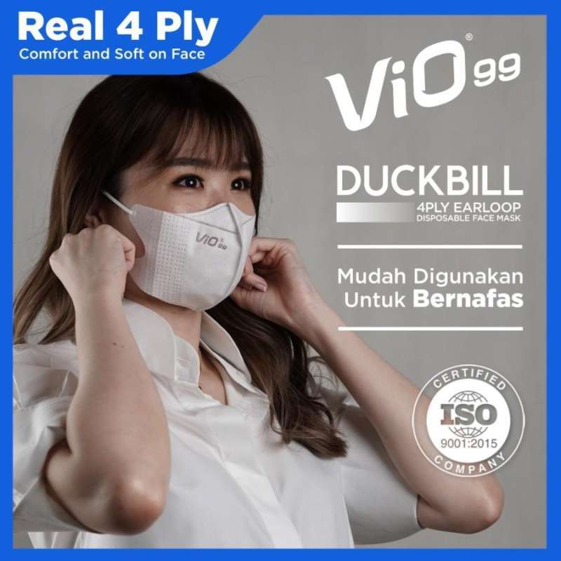 Jual Vio Duckbill 30'S Mask 4 ply - masker duckbill 4 ply perbox isi 30 ...
