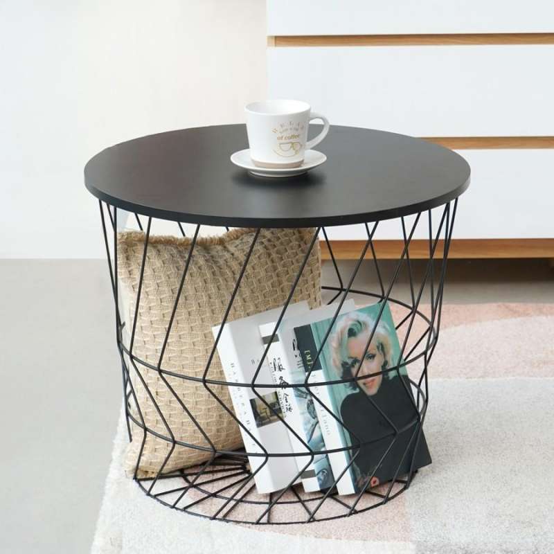 Jual Meja Tamu Bulat Rangka Besi Metal Dengan Tempat Penyimpanan Leta ...