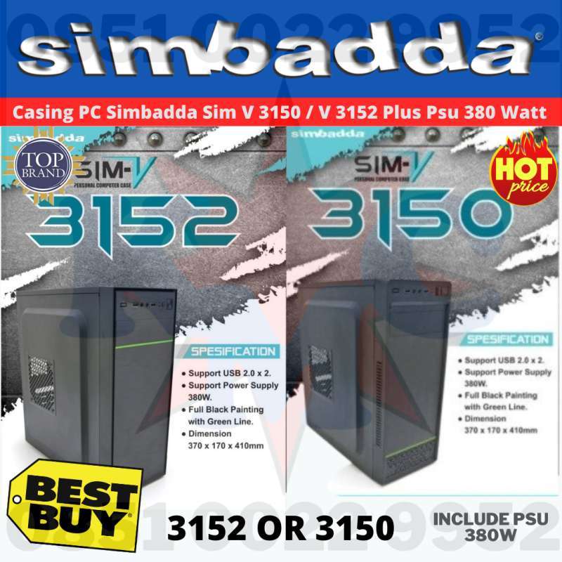 Jual Casing Pc Simbadda Sim V 3150 V 3152 Plus Psu 380 Watt Di Seller Karya Megah Computers ...