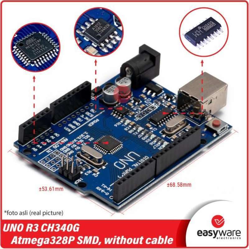 Jual Arduino UNO R3 SMD Clone tanpa kabel di Seller EasyWare ...