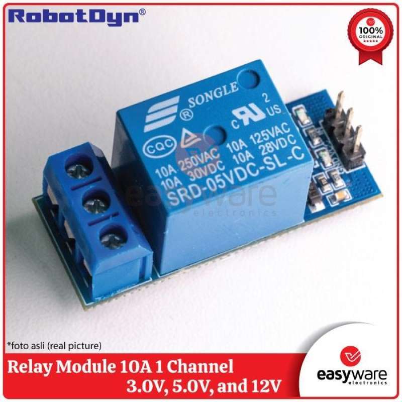 Jual RobotDyn Relay module 1 Channel 10A 3V 5V 12V Relay Songle - 3V di ...