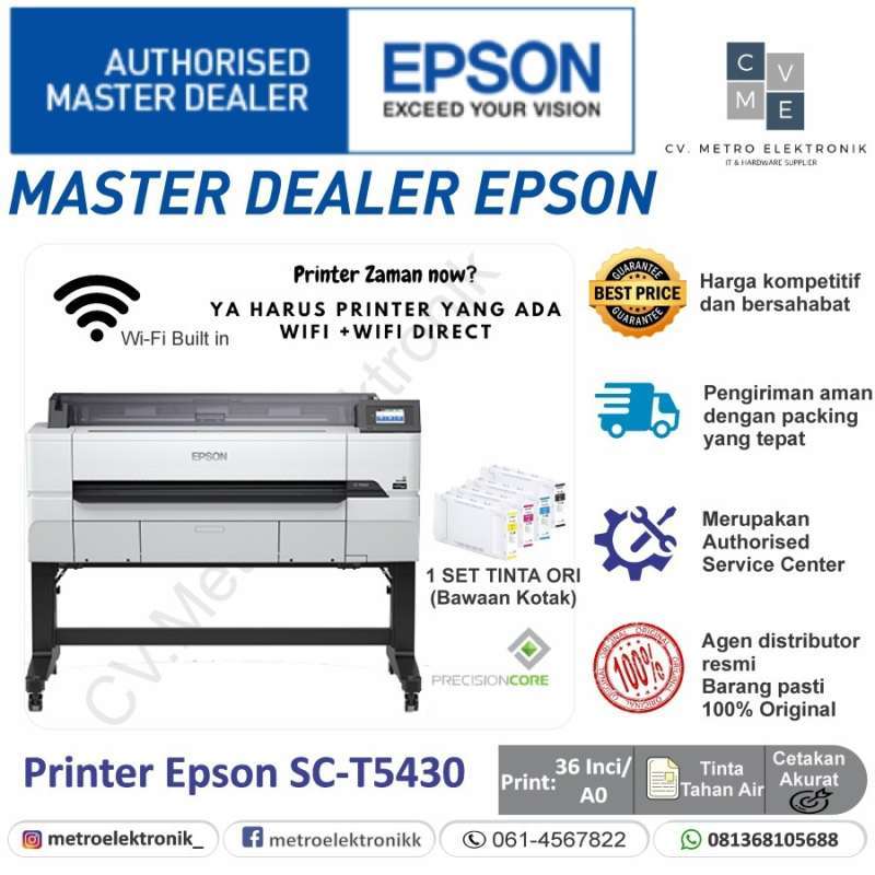 Jual PRINTER SURECOLOR SC-T5430 SURE COLOR SC T5430 STAND PLOTTER A0 36INCI di Seller Mall IT ...