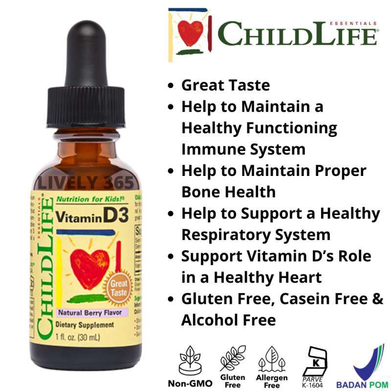Jual ChildLife / Child Life | Vitamin D3 500 IU Drops Natural Berry ...