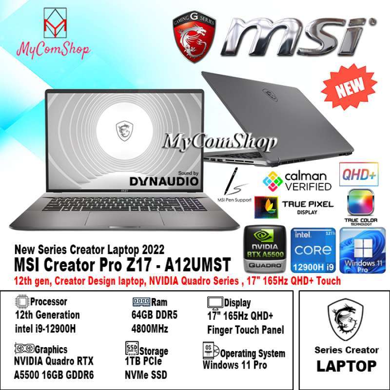Jual Msi Creator Pro Z17 A12umst I9-12900h 64gb Ram 1tb Ssd Quadro Rtx A5500 16gb 17 165hz Qhd+ ...