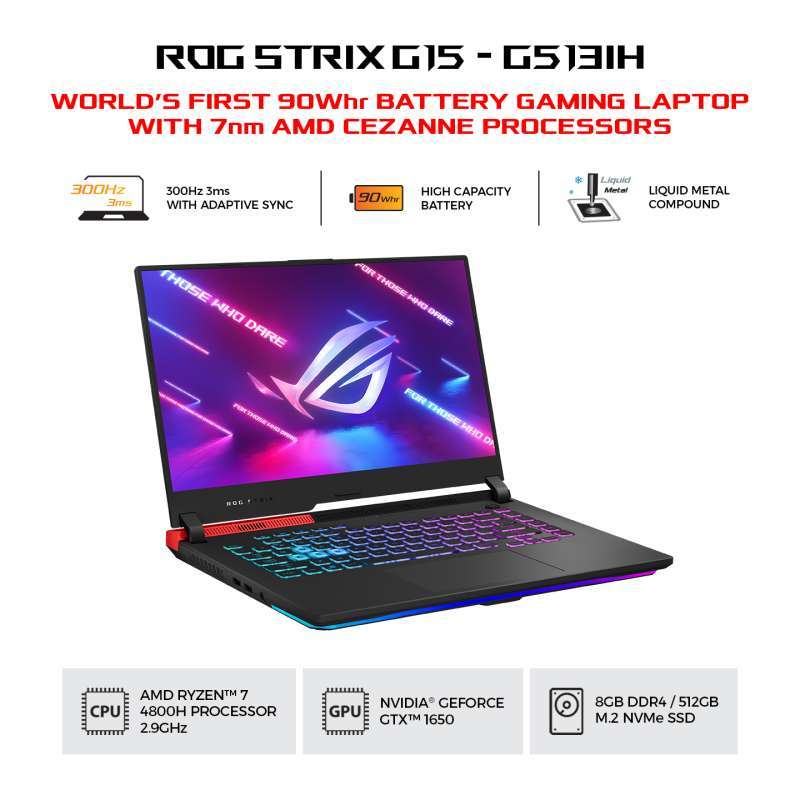 Jual Asus ROG Strix G G513IH-R765B6G-O11 Gaming [AMD Ryzen 7-4800H/ 8Gb ...