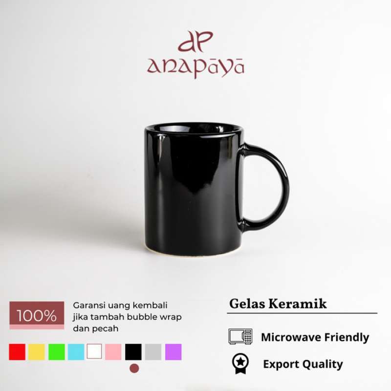 Promo Gelas Mug Keramik 300ml Hitam Polos Diskon 41% di Seller Odettee ...