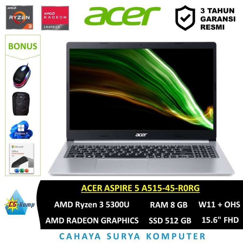 Jual Laptop Acer Aspire 5 A515-45-R0RG AMD Ryzen 3 5300U RAM 8GB SSD ...