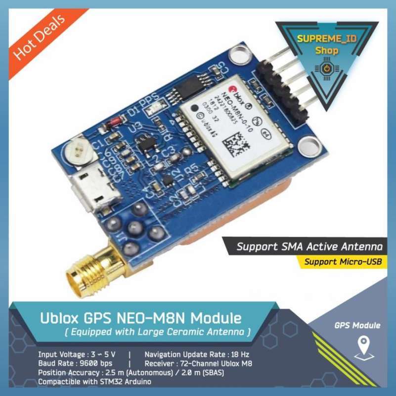 Jual GY-GPSV3 NEO-8M NEO-M8N U-blox GPS Sensor v3 STM32 SMA Antenna ...