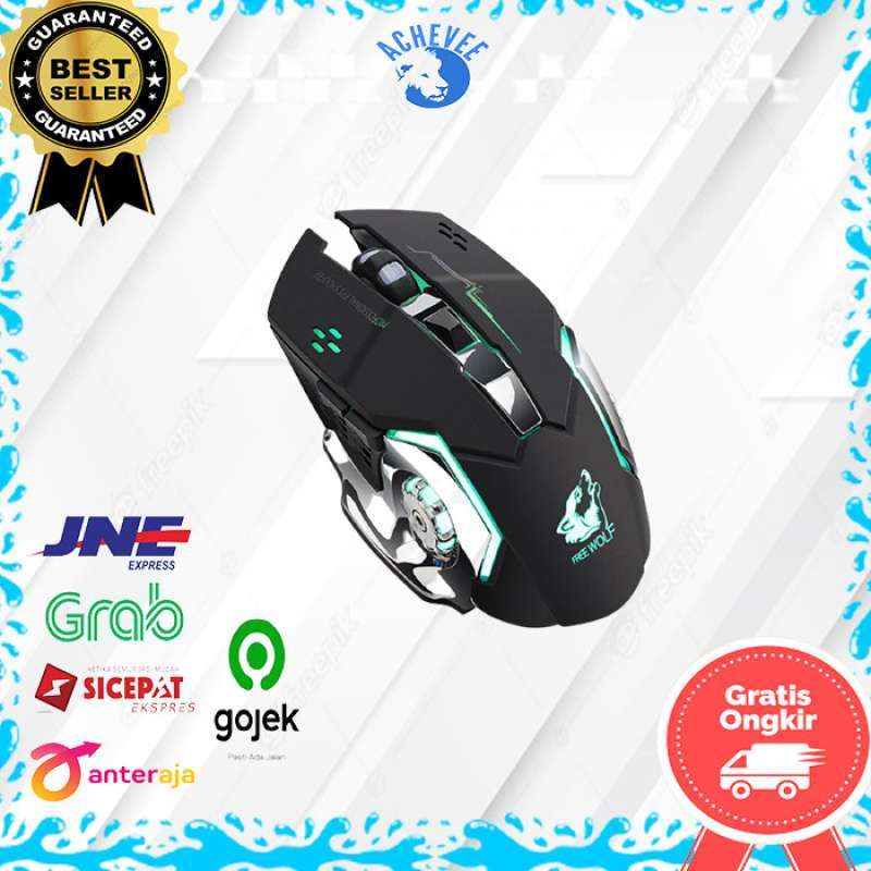 Jual Free Wolf Wireless Gaming Mouse Led Rgb Light 1800 Dpi di Seller ...
