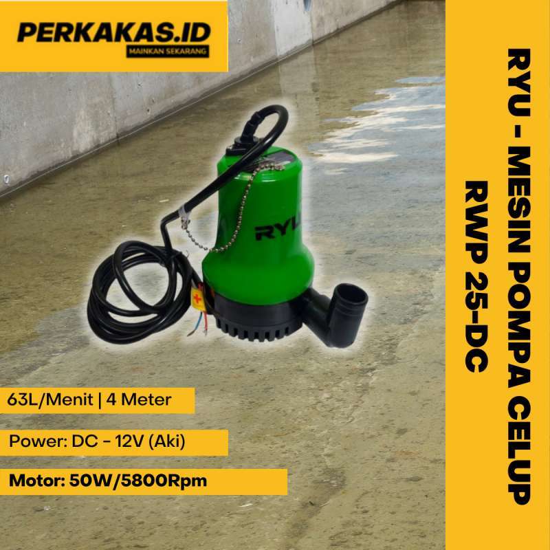 Jual Mesin Pompa Celup Kolam Aquarium Accu RYU Water Pump RWP 25DC di ...