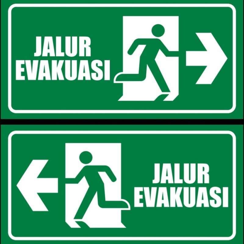 Jual Sign Stiker Jalur Evakuasi Panah / Sticker Rambu Pintu Darurat ...