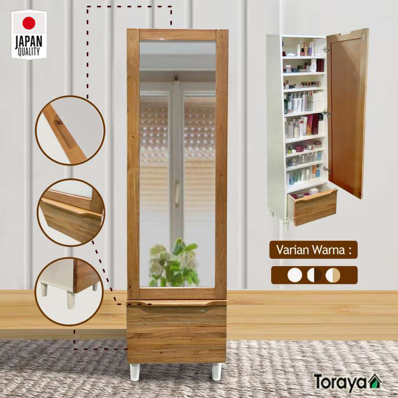 Promo Toraya - Lemari Cermin Rias Rak Kabinet Penyimpanan Laci Minimalis Murah Mr-ca40 - Putih ...