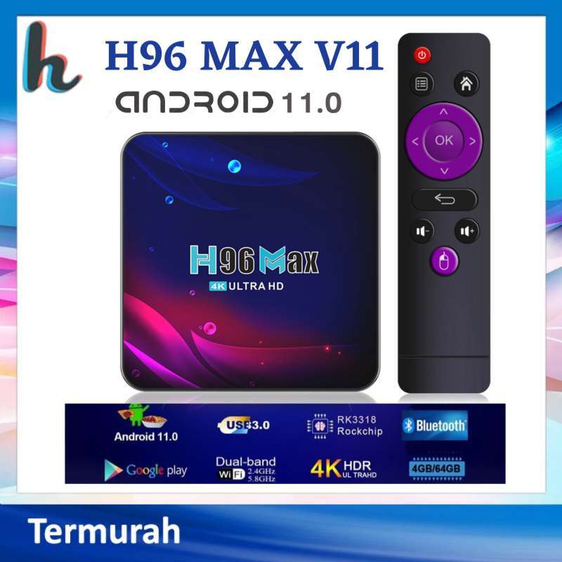 Jual ANDROID TV BOX H96 MAX 11 RK3318 ANDROID 11 4GB/64GB BT 4 USB 3.0 ...