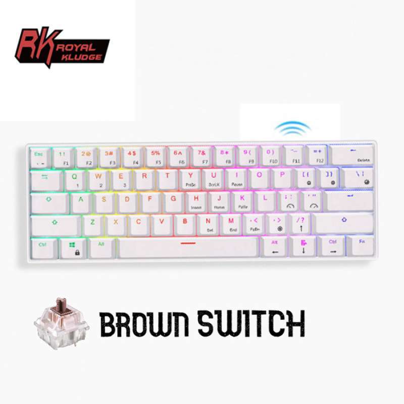 Jual Royal Kludge Rk61 Mechanical Keyboard Wireless 60 % 3 Mode - WHITE ...