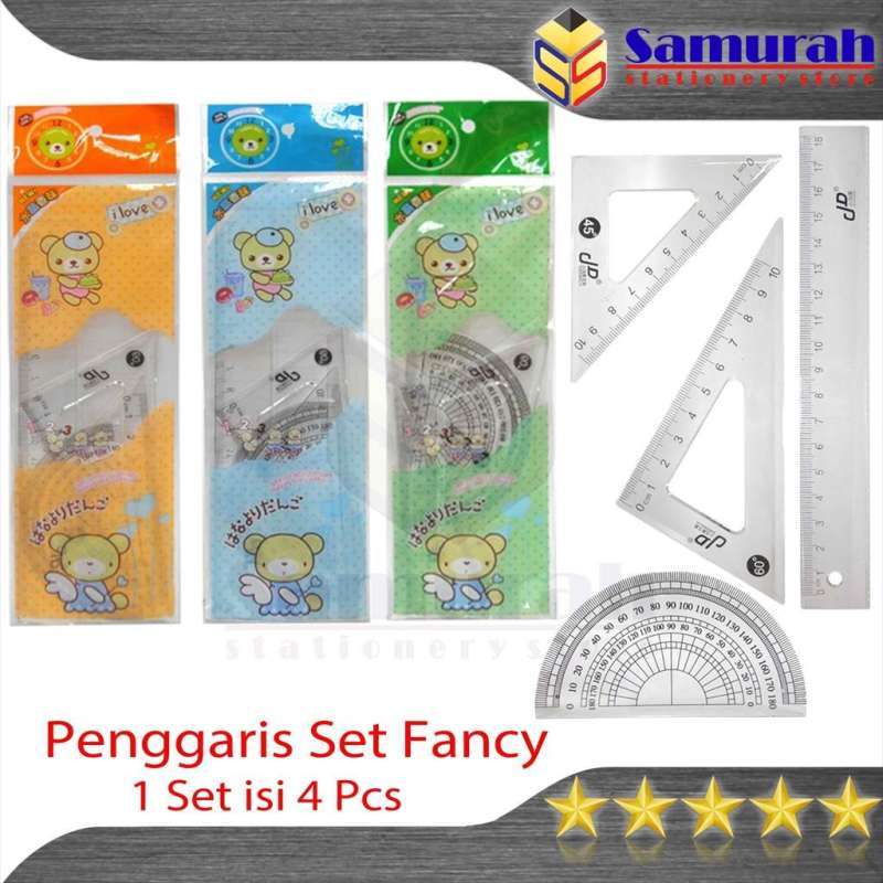 Promo Penggaris Set lengkap Fancy 4 in 1 / Segitiga sama sisi ...