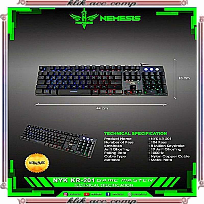 Jual Keyboard Gaming Nyk Nemesis Kr-201 Rgb Game Master Kr201 Metal ...