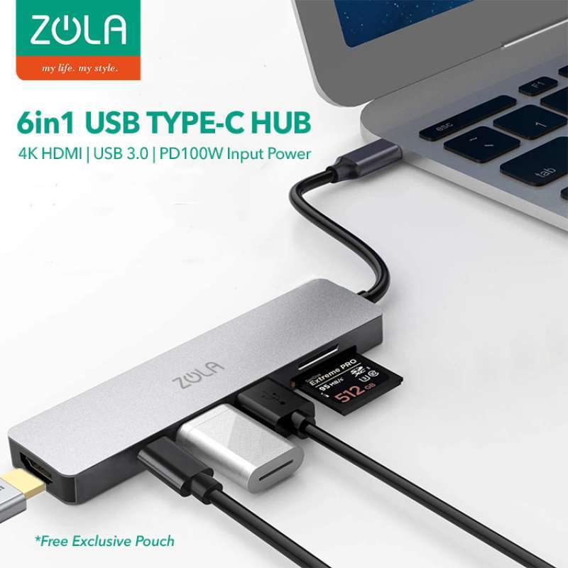Promo ZOLA Adapter USB HUB PD 3.0 Macbook iPad Pro Switch Dock 6 in 1 ...
