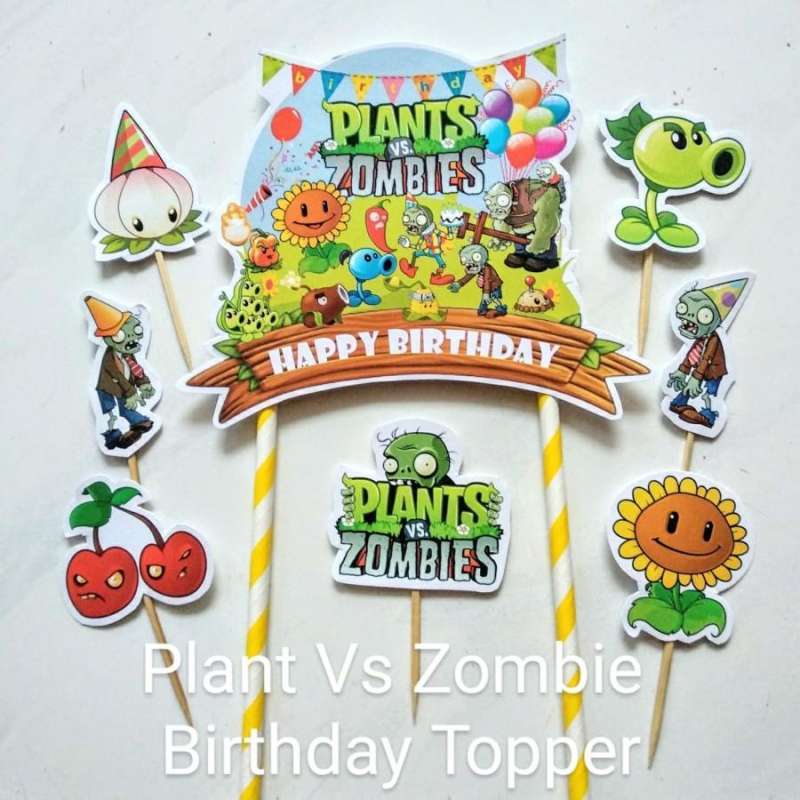 Jual Topper Plants Vs Zombie/Plant Vs Zombie Cake Topper/Topper Kue ...