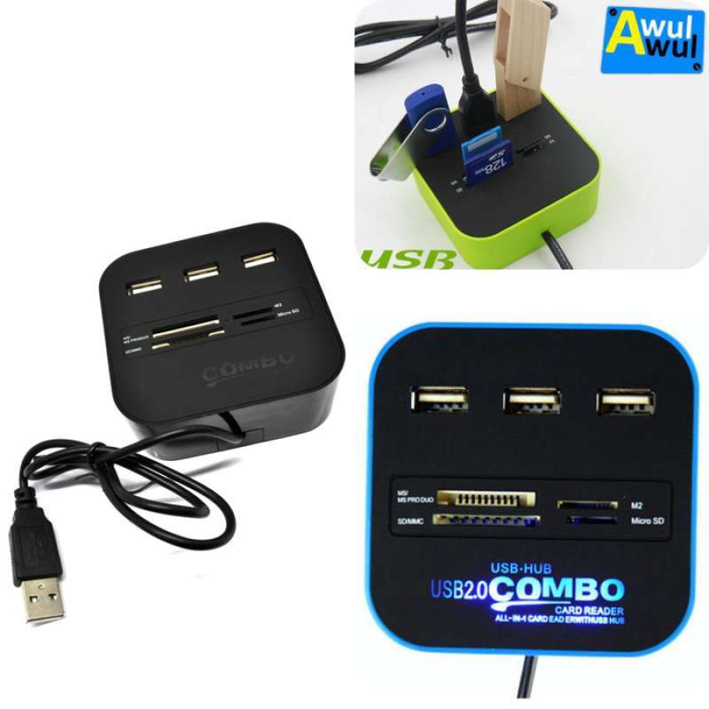 Jual MULTI CARD READER ALL IN 1 + 3 USB PORT MERK COMBO di Seller ...