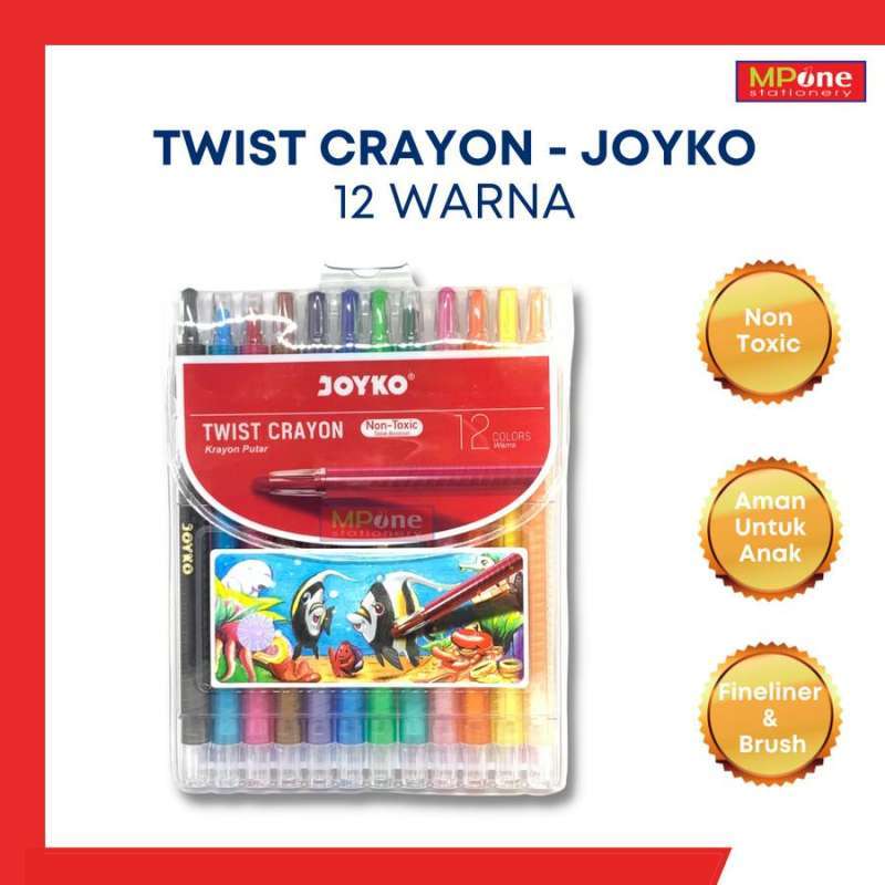 Jual Twist Crayon Joyko / Crayon Putar Joyko / Crayon Pensil 12 Warna ...