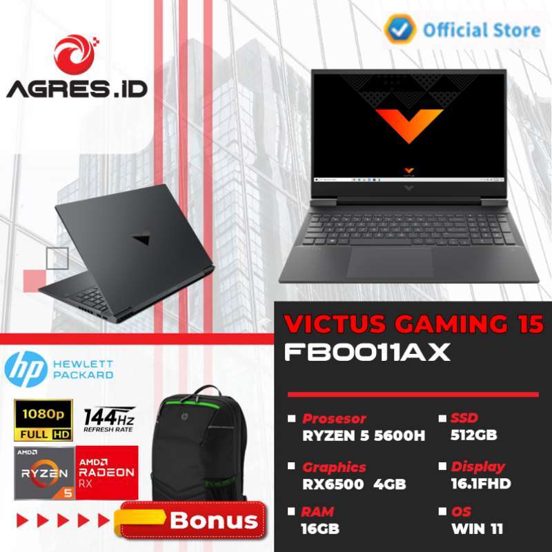 Jual HP VICTUS GAMING 15 FB0011AX - RYZEN 5 5600H 16GB 512SSD RADEON RX6500 WIN11 OHS 15.6 FHD ...