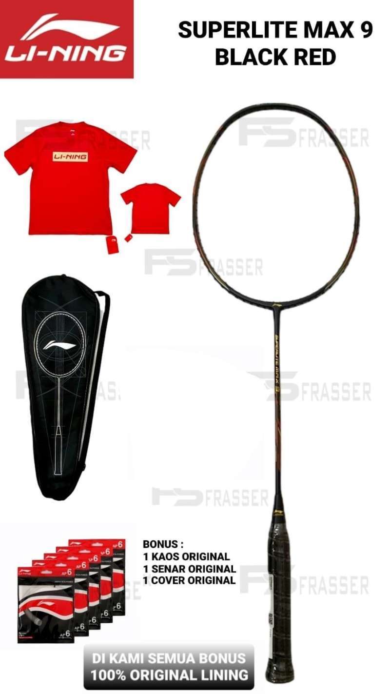Promo Raket Bulutangkis Lining Superlite Max 9 Black Red Ori Bonus ...