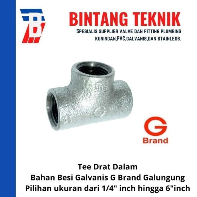 Jual Tee Besi Galvanis 1 1/2 inch G Brand Galungung di Seller Toko ...