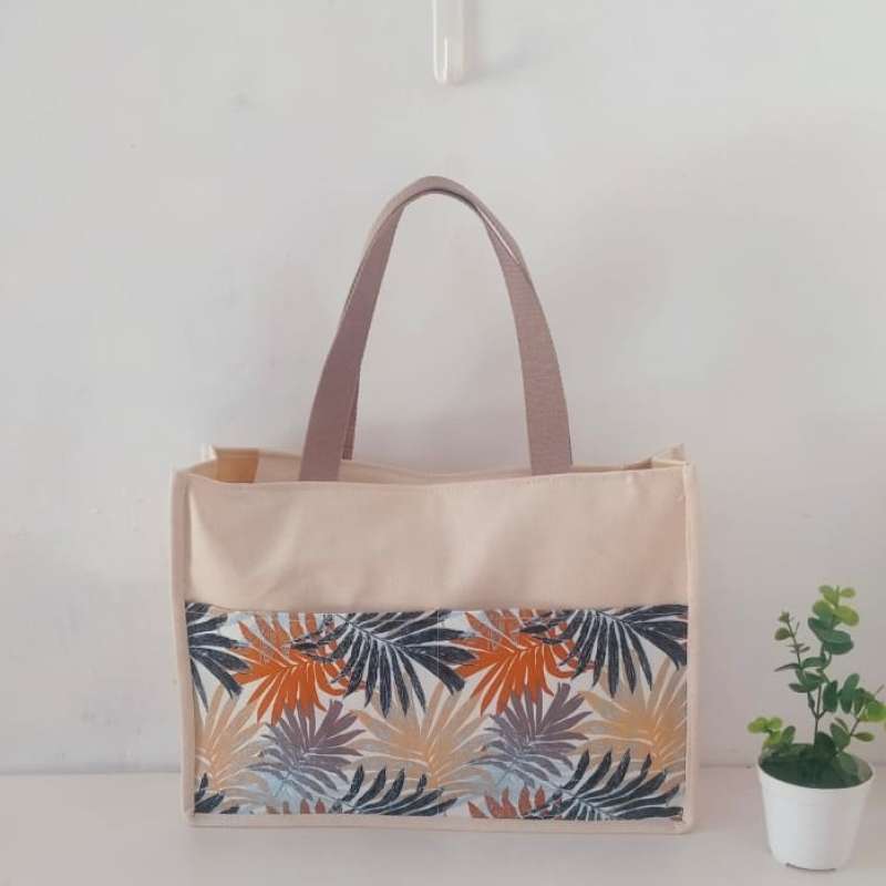 Jual TAS KANVAS TOTEBAG KANVAS HANDBAG KANVAS TAS KANVAS KOMBINASI ...